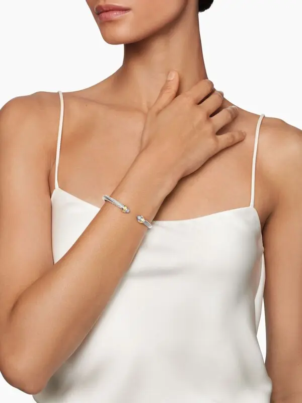 David Yurman 14kt Yellow Gold And Sterling Diamond Bracelet - Silver