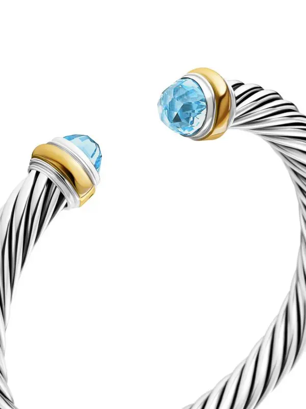 David Yurman 14kt Yellow Gold And Sterling Cable Bracelet - Silver