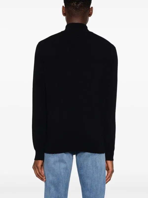 Zegna Oasi Cashmere Zip Mock Neck Sweater - Black