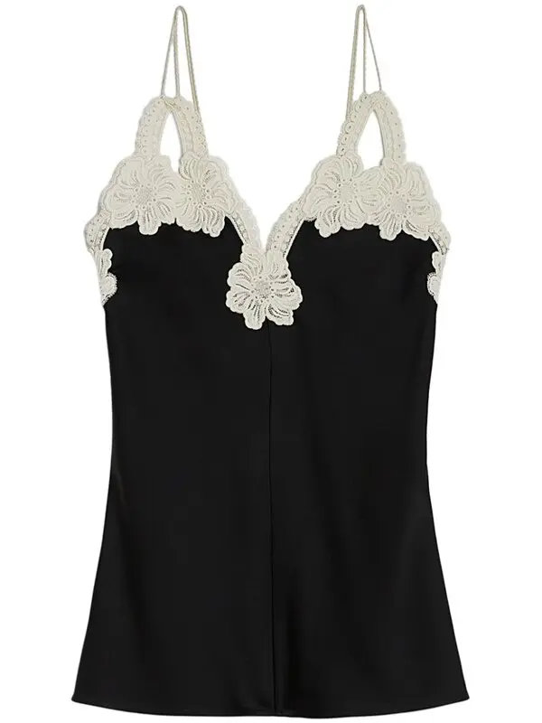 JIL SANDER Floral Embroidered Top - Black