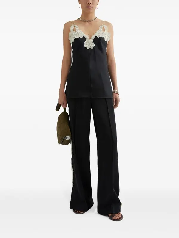 JIL SANDER Floral Embroidered Top - Black