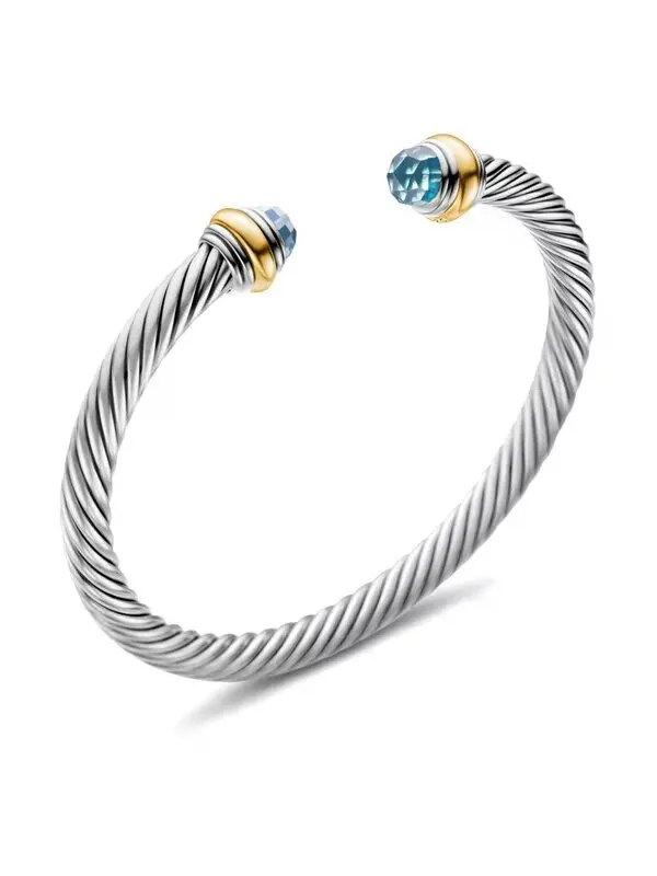 David Yurman 14kt Yellow Gold And Sterling Classic Cable Bracelet - Silver