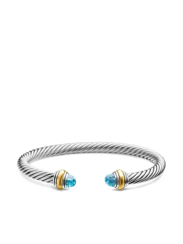 David Yurman 14kt Yellow Gold And Sterling Classic Cable Bracelet - Silver