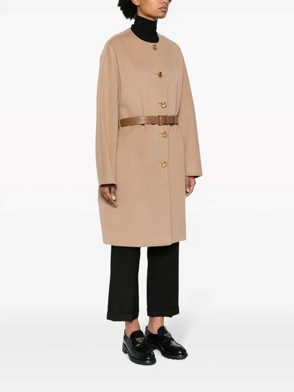 Prada Single-breasted Belted Coat