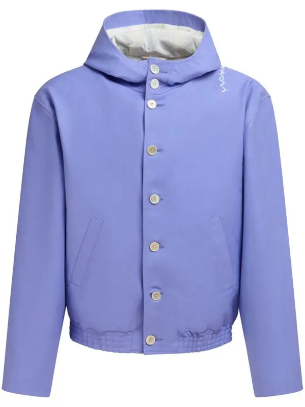 Buy Marni Logo-embroidered Hooded Jacket - Purple At 25% Off