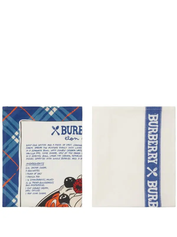 Burberry Recipe-print Tea Towels - Blue