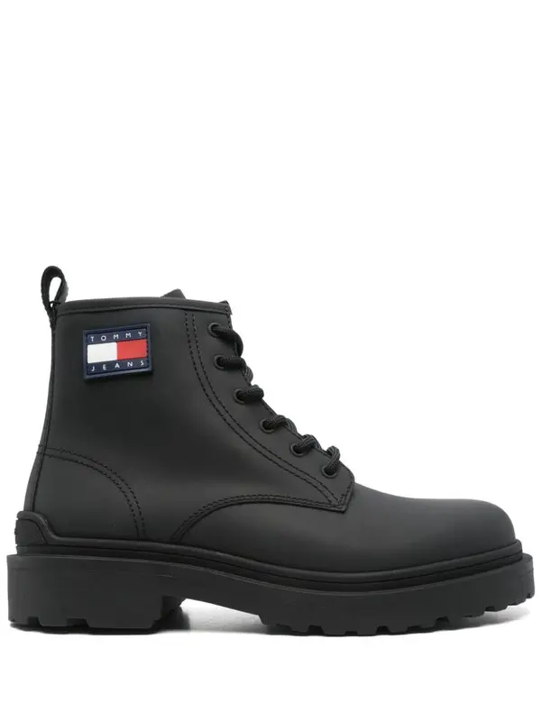 Tommy Hilfiger Leather Lace-up Boots - Black