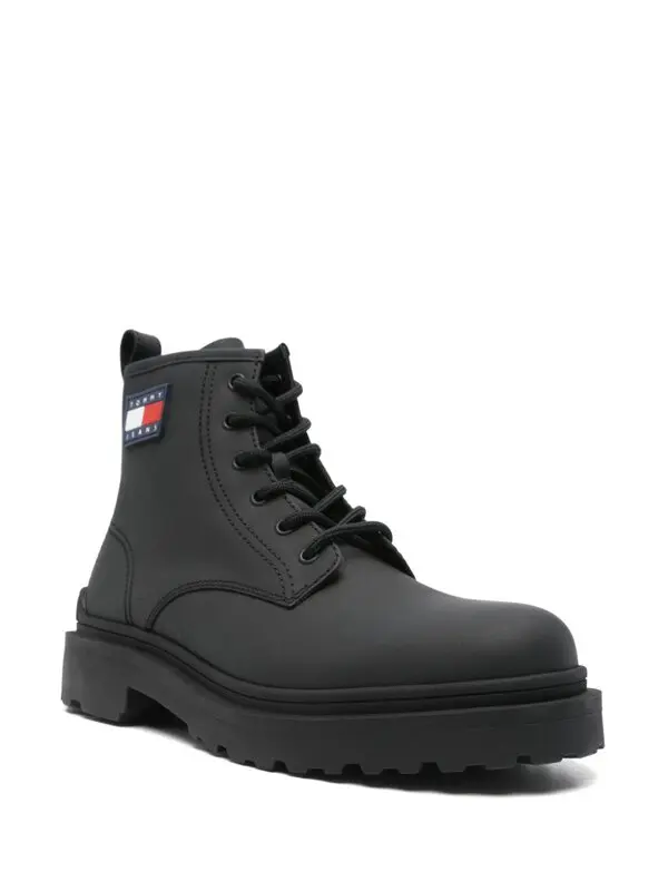 Tommy Hilfiger Leather Lace-up Boots - Black