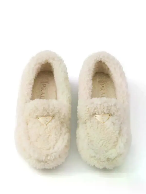 Prada Shearling Driving Shoes - Neutrals