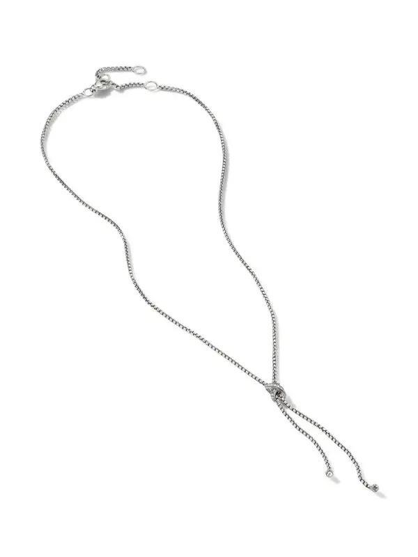 David Yurman Sterling Petite X Lariat Diamond Necklace - Silver