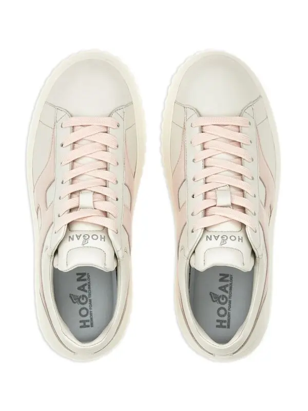 Hogan H-stripe Leather Sneakers - White