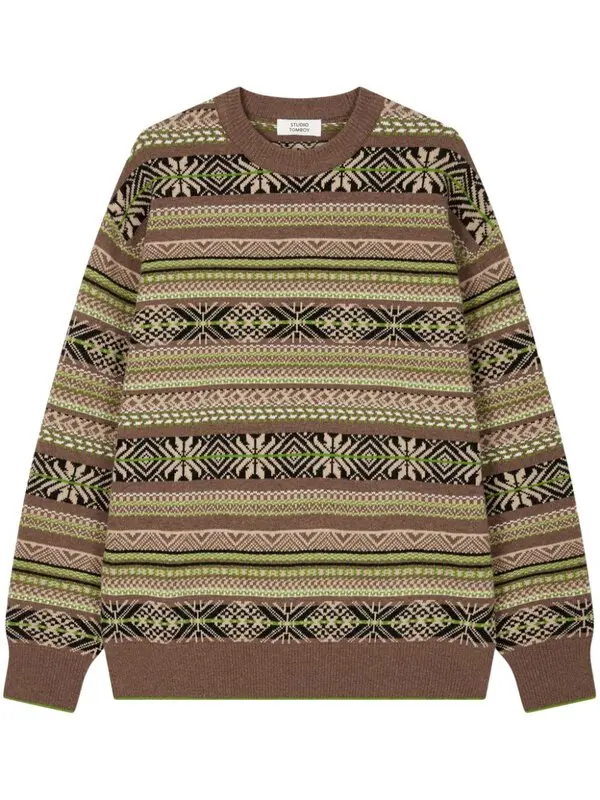 STUDIO TOMBOY Fair Isle Intarsia Knit Sweater - Brown