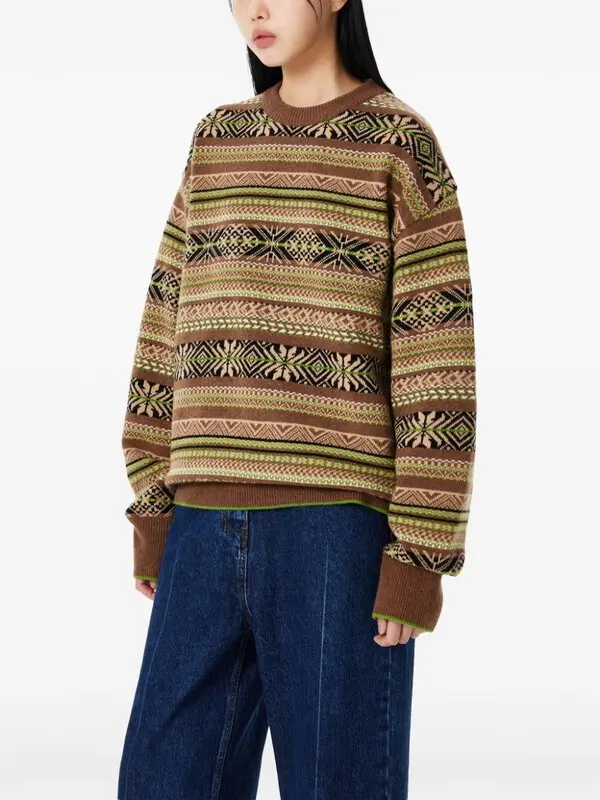 STUDIO TOMBOY Fair Isle Intarsia Knit Sweater - Brown