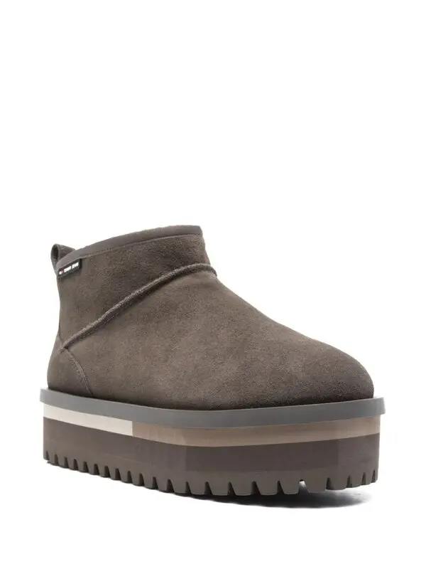 Tommy Hilfiger Suede Flatform Boots - Grey