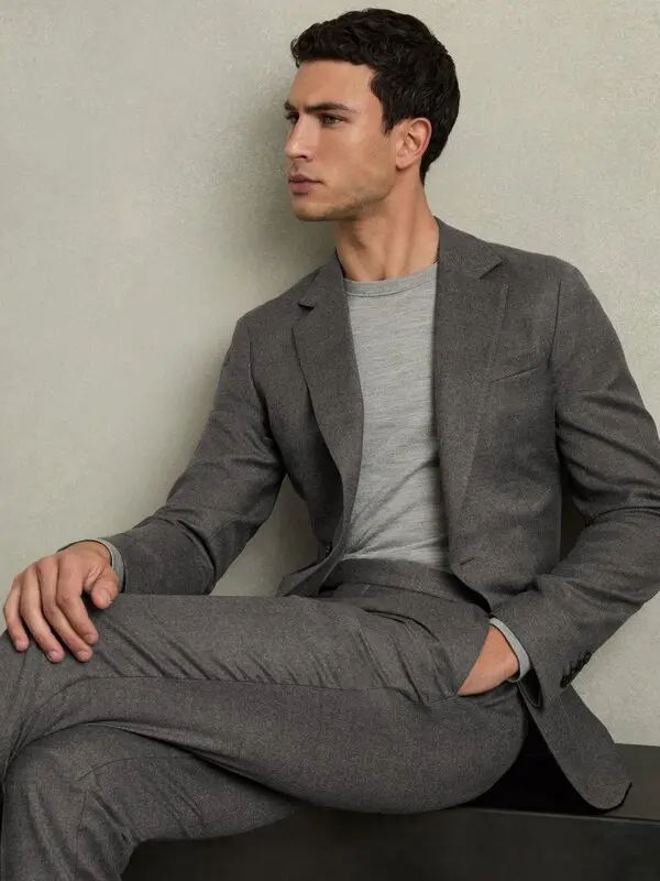 REISS Sb Degree Sb Slim-fit Wool-blend Suit Blazer - Grey Melange