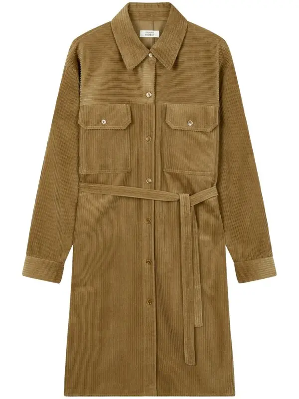 STUDIO TOMBOY Corduroy Shirt Dress - Neutrals