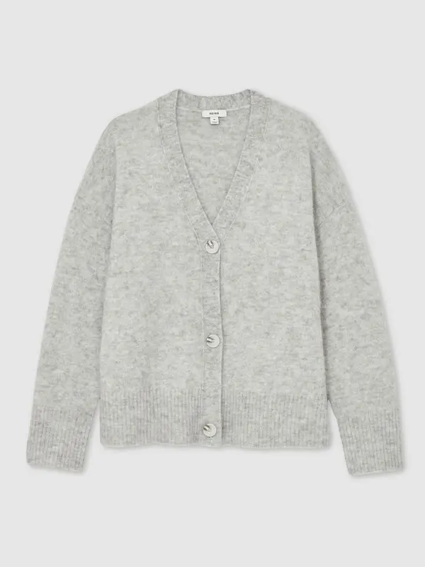 REISS Wool-blend Brushed Cardigan