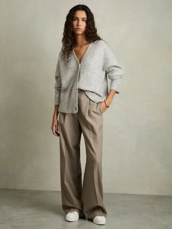 REISS Wool-blend Brushed Cardigan