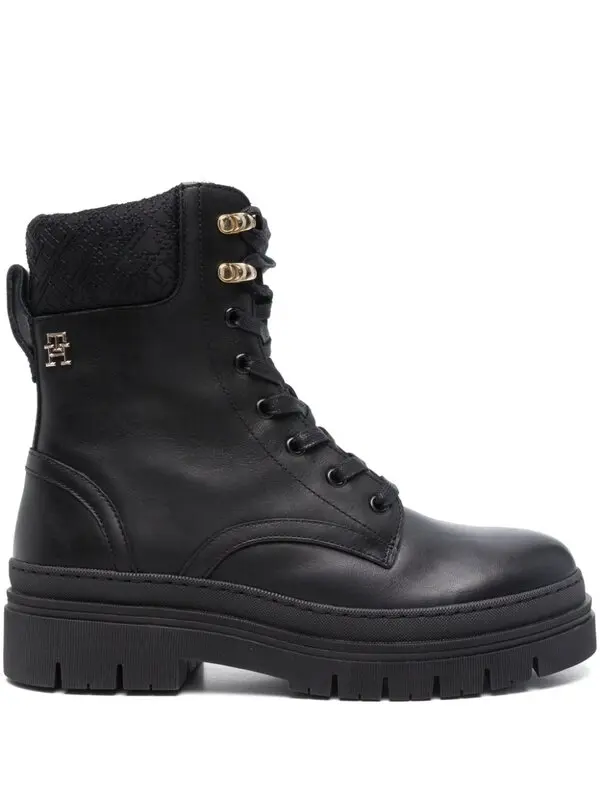 Tommy Hilfiger Monogram-embroidered Combat Boots