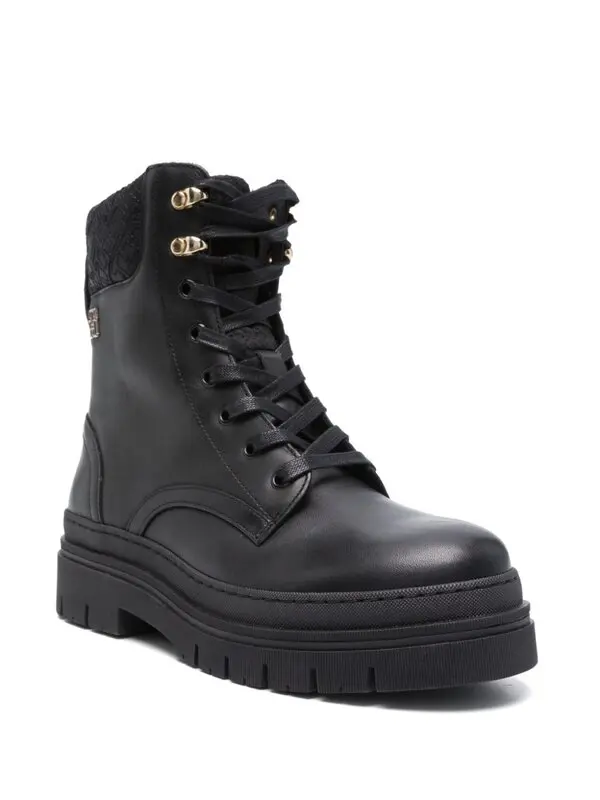 Tommy Hilfiger Monogram-embroidered Combat Boots