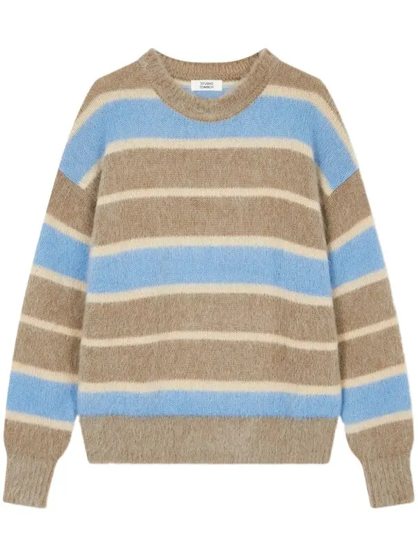 STUDIO TOMBOY Brushed-finish Striped Sweater