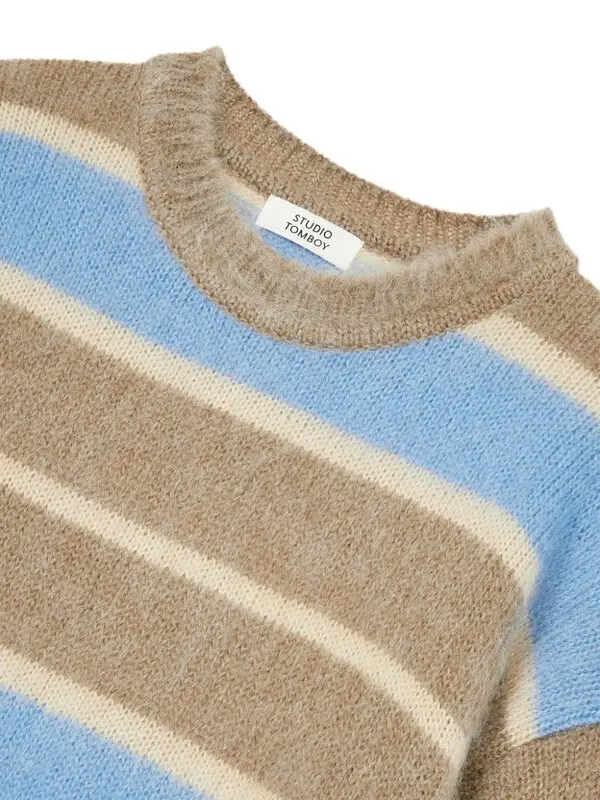 STUDIO TOMBOY Brushed-finish Striped Sweater