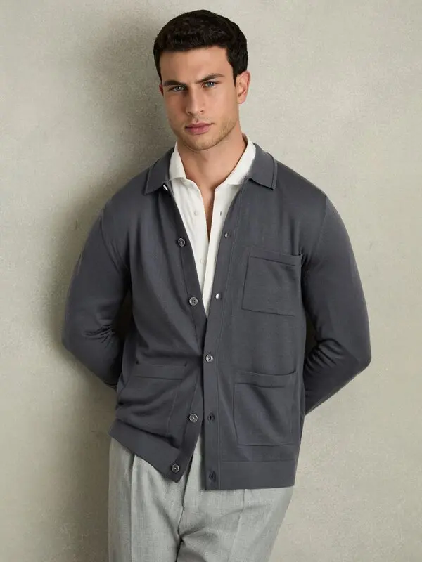 REISS Munich Wool Button-through Cardigan