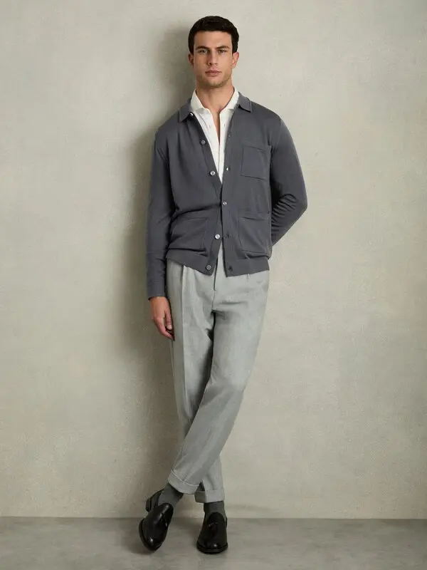 REISS Munich Wool Button-through Cardigan