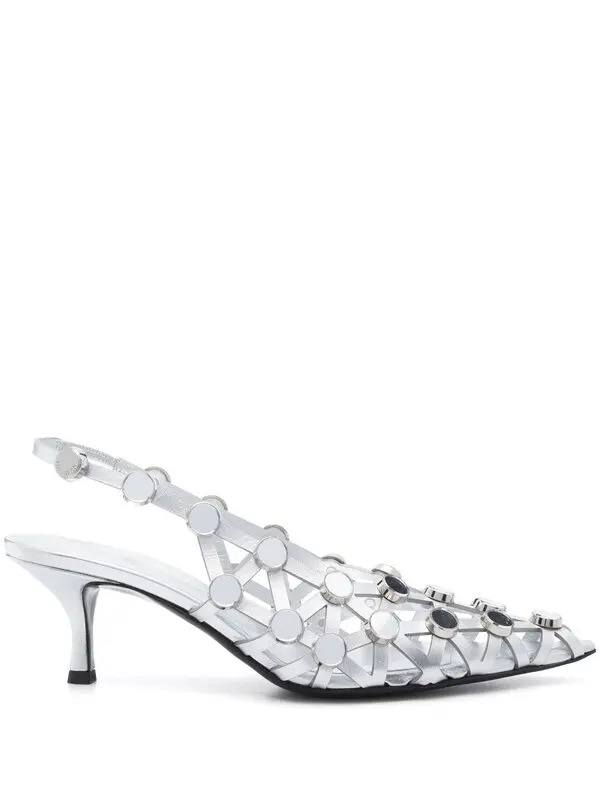 Attico Grid Slingback Pumps - Silver