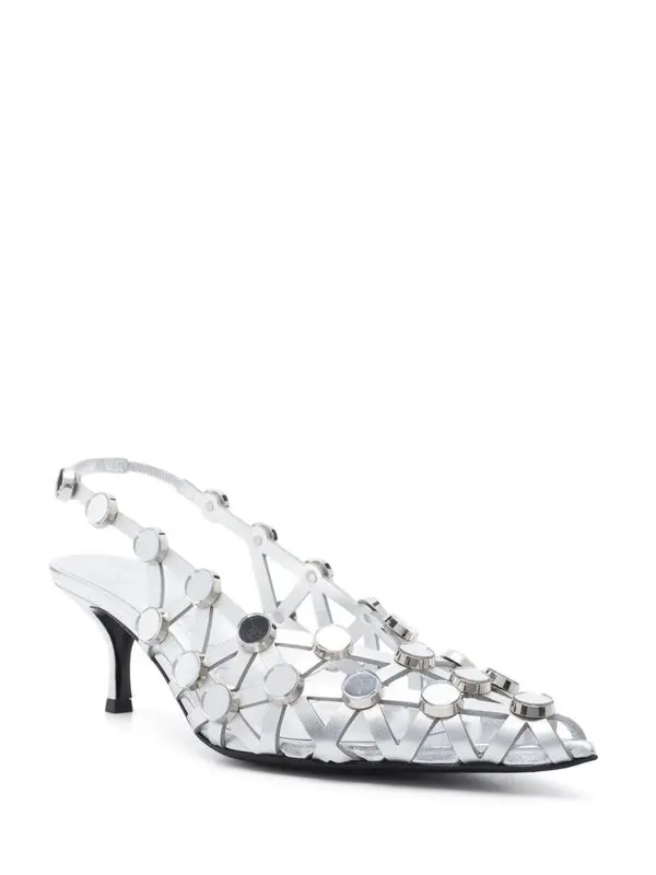 Attico Grid Slingback Pumps - Silver