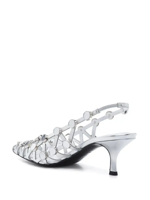 Attico Grid Slingback Pumps - Silver