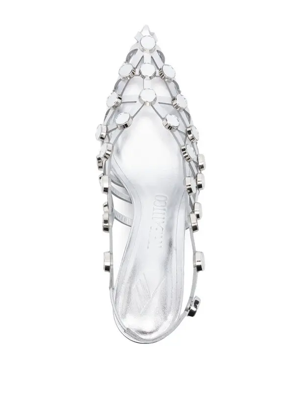 Attico Grid Slingback Pumps - Silver