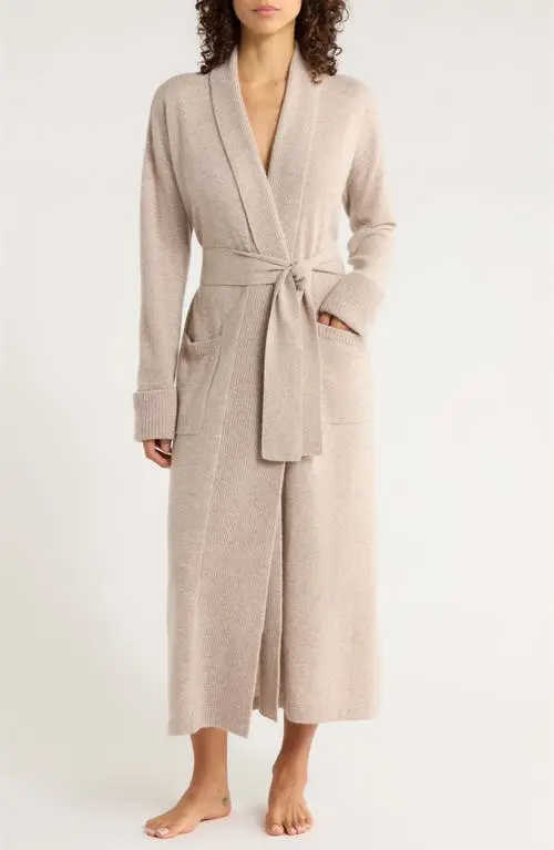 Nordstrom Cashmere Robe - Tan Oxford Heather