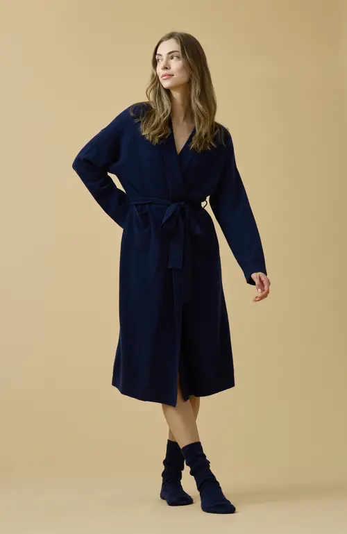 KIP Pure Cashmere Long Robe Bundle - Midnight Blue