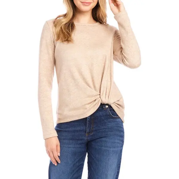 Karen Kane Knot Hem Knit Top - Oatmeal