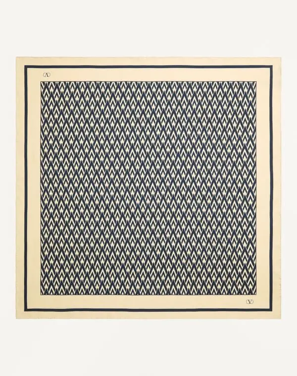 Valentino Garavani Toute La V Silk Scarf - Navy/ivory