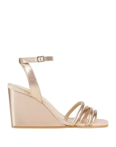 APEPAZZA Metallic Leather Wedge Sandals - Orange