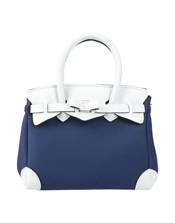 Save My Bag Two-tone Tote With Bow Detail - Navy