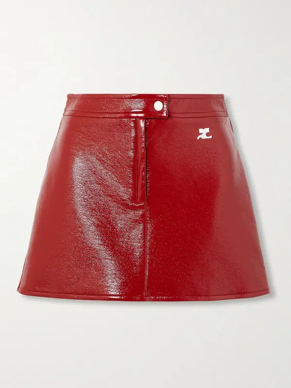 COURREGES Appliquéd Coated Mini Skirt - Red
