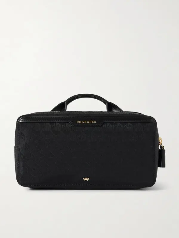 ANYA HINDMARCH Home Office Leather-trimmed Jacquard Case - Black