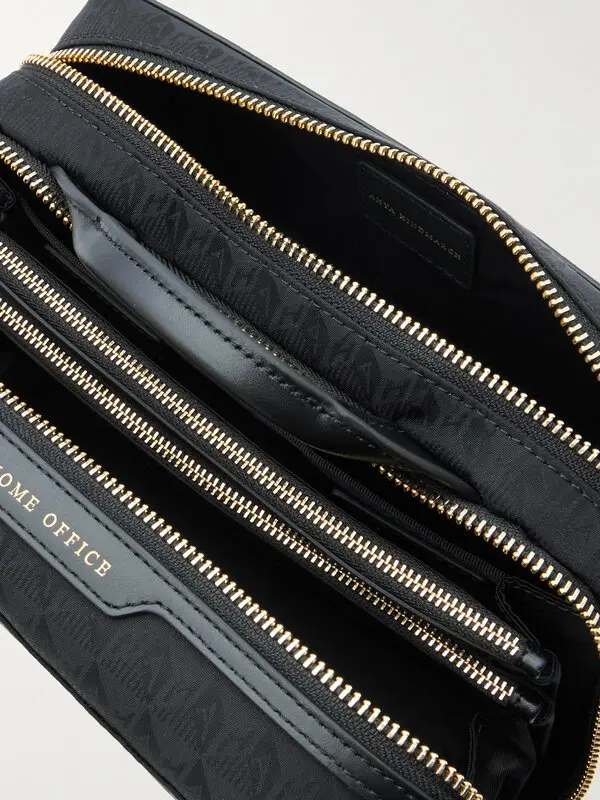ANYA HINDMARCH Home Office Leather-trimmed Jacquard Case - Black