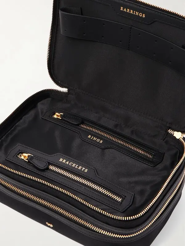 ANYA HINDMARCH Leather-trimmed Jacquard Jewelry Case