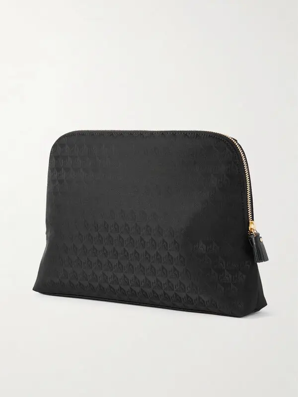 ANYA HINDMARCH Leather-trimmed Jacquard Cosmetics Case - Black