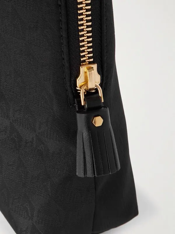 ANYA HINDMARCH Leather-trimmed Jacquard Cosmetics Case - Black