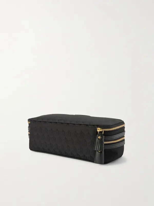 ANYA HINDMARCH Jacquard Cosmetics Case With Leather Trim