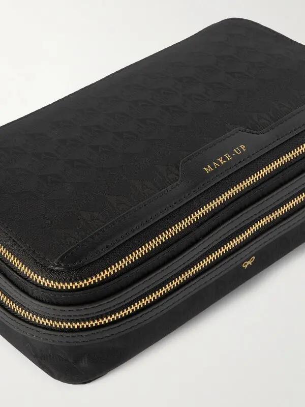 ANYA HINDMARCH Jacquard Cosmetics Case With Leather Trim