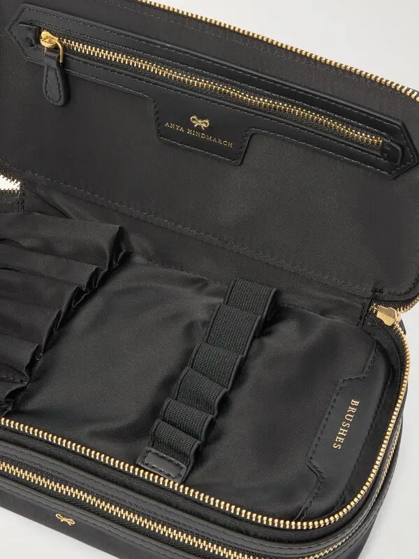 ANYA HINDMARCH Jacquard Cosmetics Case With Leather Trim