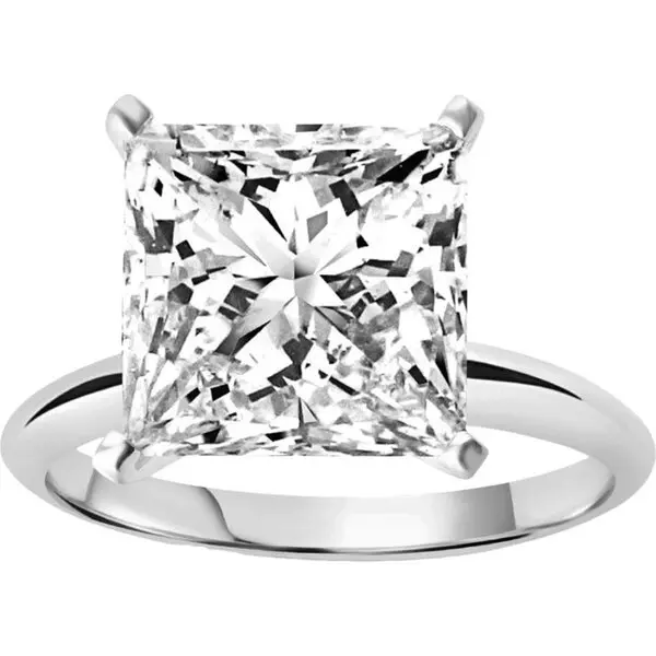 BLISS DIAMOND 3ct Princess Cut Solitaire Lab Grown Diamond Ring 14k Gold - 14k White Gold