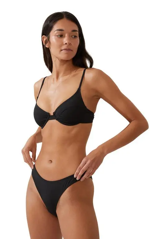 Cotton:on Refined High Side Brazilian Bikini Bottom - Black