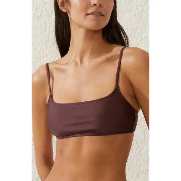 Cotton:on Straight Neck Bikini Top - Willow Brown Shimmer